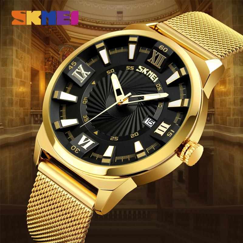 Cheap SKMEI Men Luxury Gold Quartz Watch Business Stainless Steel ...